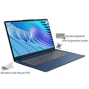 Lenovo IdeaPad Slim 3 Laptop, 15.6" FHD IPS Touch LED, AMD Ryzen 5 7530U (>i7-1165G7) Up to 4.5GHz, Wi-Fi6, Backlit KB, Fingerprint Reader, Win 11 Home, W/Mouse Pad (8GB RAM | 512GB PCIe SSD)