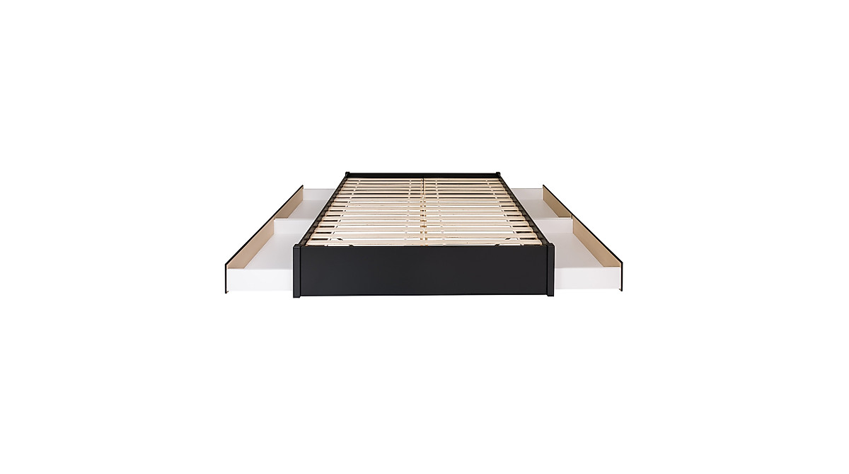 Prepac King Storage Bed with Drawers - Modern Black Platform Bed