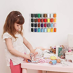 HAITARL 4 Set of Sewing Thread Organizer,Wall-Mounted Metal Thread Rack,32-Spool Thread Holder with Hanging Hooks for Organizing Threads,White