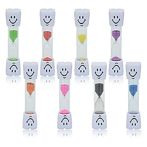 Yuronam 2 Minute Sand Timer Set, 8 Pack Colorful Smiley Hourglass Timers for Kids Proper Tooth Brushing