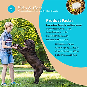 Skin and Coat Supplement Powder for Medium Dogs- Anti Allergy Treatment and Itching Relief - with Vitamins A, E and Biotin - Care Products and Shedding Control Supplements for Itchy Pets