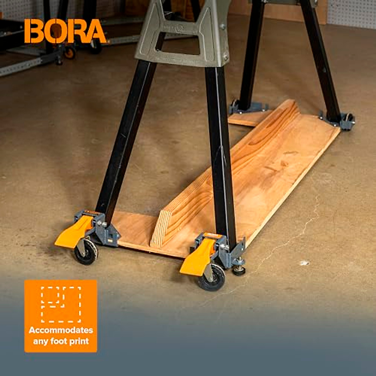 Bora Portamate Mobile Base Kit PM-1100 - Heavy Duty, Universal, Customizable, Adjustable Rolling Set, Dolly Roller Frame and Casters for Moving Equipment, Tools, Machines - 400 lb Capacity