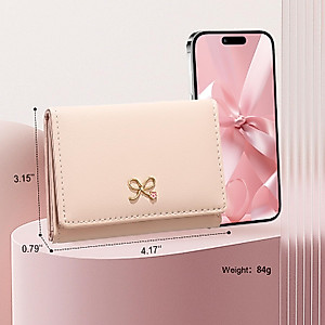 Sunwel Fashion Girls Cute Wallet Coquette Bow Wallet Small Wallet Slim Credit Card Holder ID Window for Women (PINK)