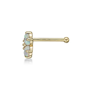 Lavari Jewelers 20 Gauge Opal Swarovski Crystals 6 Petal Flower Straight Bone Nose Stud in 14k Yellow Gold 3.5 mm 20G