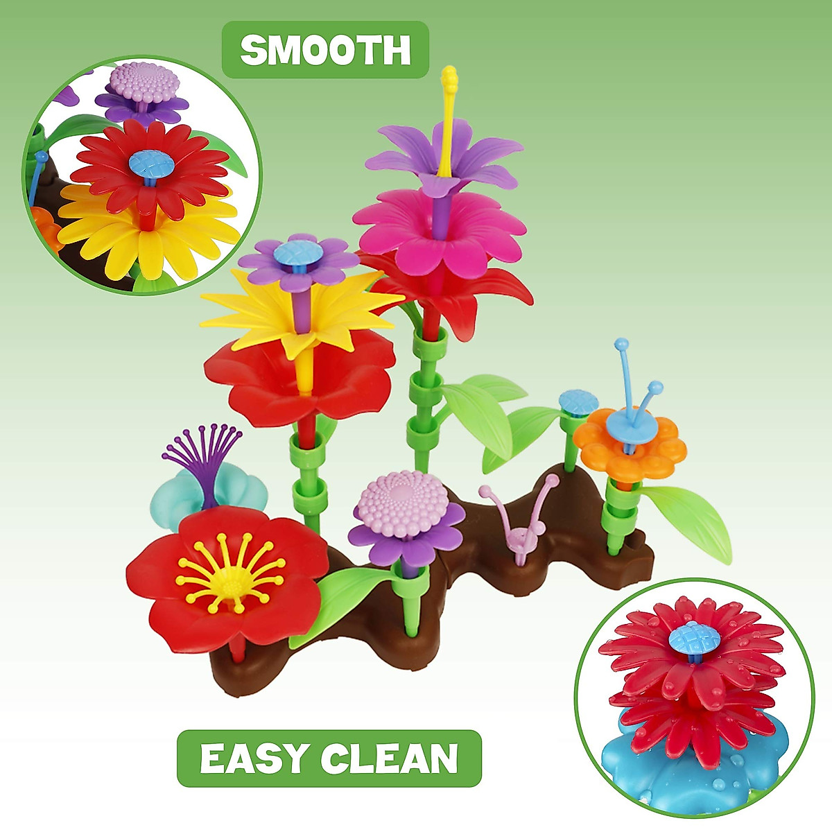 Cllayees 148 Pcs Flower Garden Building Toy Set for Kids, Building Blocks Pretend Gardening Set Preschool Educational Activity Stem Flower Garden Stacking Game Gift for Boys Girls Age 3-7 Year Olds