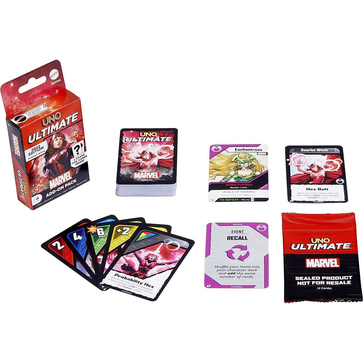 Mattel Games ​UNO Ultimate Marvel Add-On 3-Pack Set with Collectible Character Deck & 2 Foil Cards, Includes Spider-Man, Dr. Strange and Scarlet Witch