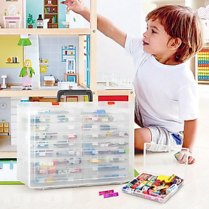 Toy Storage Case Compatible with Mini Brands Collector Toys, Plastic Display Container with 18 Small Boxes for 5 Surprise Series 1 2 3 4, for Miniverse, Shopkins, Real Littles, Miniatures (Box Only)