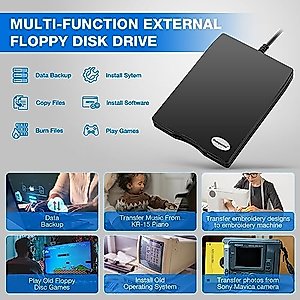 Chuanganzhuo Floppy Disk Reader,3.5 inch External USB Floppy Disk Drive for PC,Laptop and Desktop Computer,Floppy disc Reader for Windows 11/10,Black