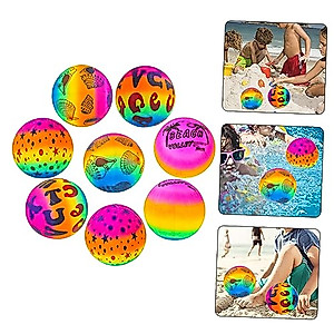 INOOMP 8pcs Inflatable Swimming Pool Beach Balls for Kids Bulk Kids Toys Water Fun Play Toy Balls for Swimming Pool Rainbow Color Pool Balls Billiards Small Ball Toy Ball Mini Child
