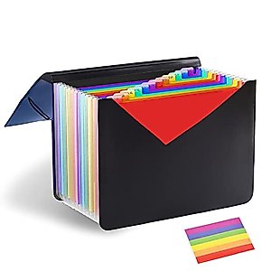 Cloudia 13 Pockets Accordion File Organizer, Expanding File Folder with Blank Labels, Super Heavyweight Monthly Accordion Folder, Desktop Accordion Folders