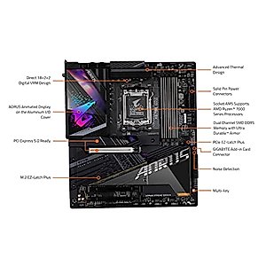 GIGABYTE X670E AORUS Xtreme (AM5/ LGA 1718/ AMD/ X670E/ EATX/ 5 Year Warranty/ DDR5/ Quad M.2/ PCIe 5.0/ USB 3.2 Gen2X2 Type-C/Intel WiFi 6E/ AQUANTIA 10GbE LAN/Q-Flash Plus/Motherboard)