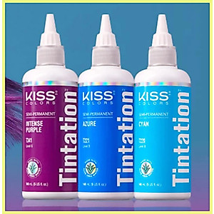 Kiss Tintation Semi-Permanent Hair Color Treatment 148 mL (5 US fl.oz) (Jet Black)