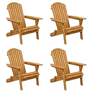 VINGLI Folding Adirondack Chairs Set of 4 Clearance Weather Resistant/Lawn Chairs Cheap Fire Pit Chairs Highwood Lounge Chairs-Patio Furniture Sets for Campfire, Bonfire