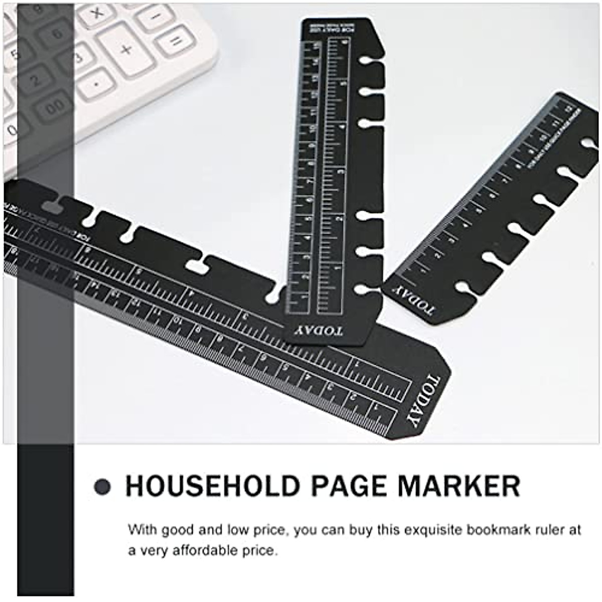 Operitacx 18Pcs Bookmark Rulers, Black Plastic Planner Bookmark, Page Marker Divider, Pagefinder Measuring Page Ruler, Notebook Planner (A5 A6 A7 Each 6 pcs)