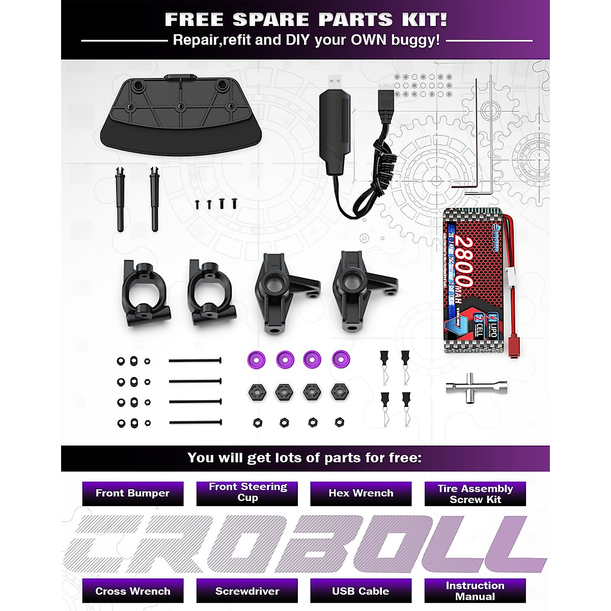 CROBOLL 1:14 Brushless Fast RC Cars for Adults with Independent ESC,Top Speed 90+KPH 4X4 Hobby Off-Road RC Truck,Oil Filled Shocks Remote Control Monster Truck for Boys(Purple)