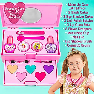 Love, Diana Magical Make-Up Set by Horizon Group USA, Play Dress Up Makeup, Create DIY Lip Balms, Includes Over 20 Cosmetic Accessories, 250+ Stickers, Reusable Makeup Case & More, Multi