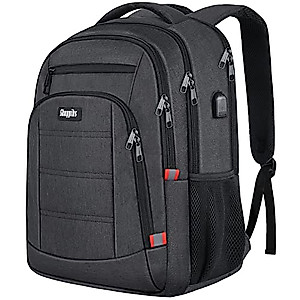 Skaypibs Backpack for Men Women, School Backpack, Travel Work Business Backpacks with USB Charging Port, College Backpack Anti-Theft Water Resistant School Bookbag, Fits 15.6 Inch Computer, Black