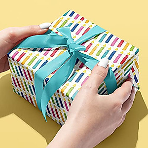 FIEHALA Happy Birthday Wrapping Paper Sheets for Girl Boy Kids - 12 Sheets with 4 Birthday Patterns - Pre cut & Folded Flat Design (20 inch × 27.5 inch per sheet)