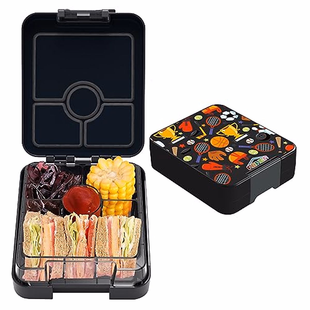 AOHEA Kids Bento Boxes Lunch Box for School, Leak-Proof Small Bento Box 4 Compartment Toddler Lunch Container for Daycare, Ideal Portions Size for Ages 3 to 7, BPA-Free&Dishwasher Safe(Ball)
