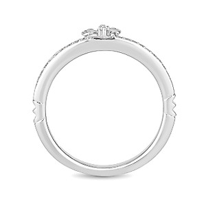 Jewelili Enchanted Disney Fine Jewelry Sterling Silver 1/10 CTTW Diamond Cinderella Ring Size 6