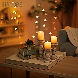 Hanobe Square Large Ottoman Tray: Extra Large Serving Wooden Trays Rustic Decorative Tray for Ottoman Coffee Table with Handles for Living Room White