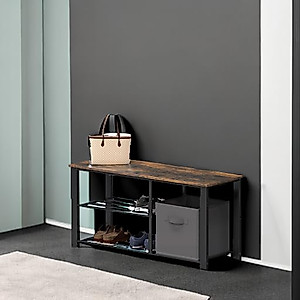 Simple Houseware 2 Tier Wood Top Shoes Bench, Rustic Brown