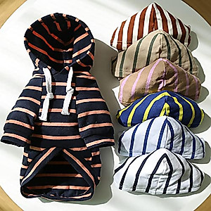 Pet Autumn and Winter Hoodies Fleece Stripe Sweatshirt Pet Cats and Dogs Warm Clothe Pet Supplies Pet Clothes Hangers and Rack (X-Large, Brown)