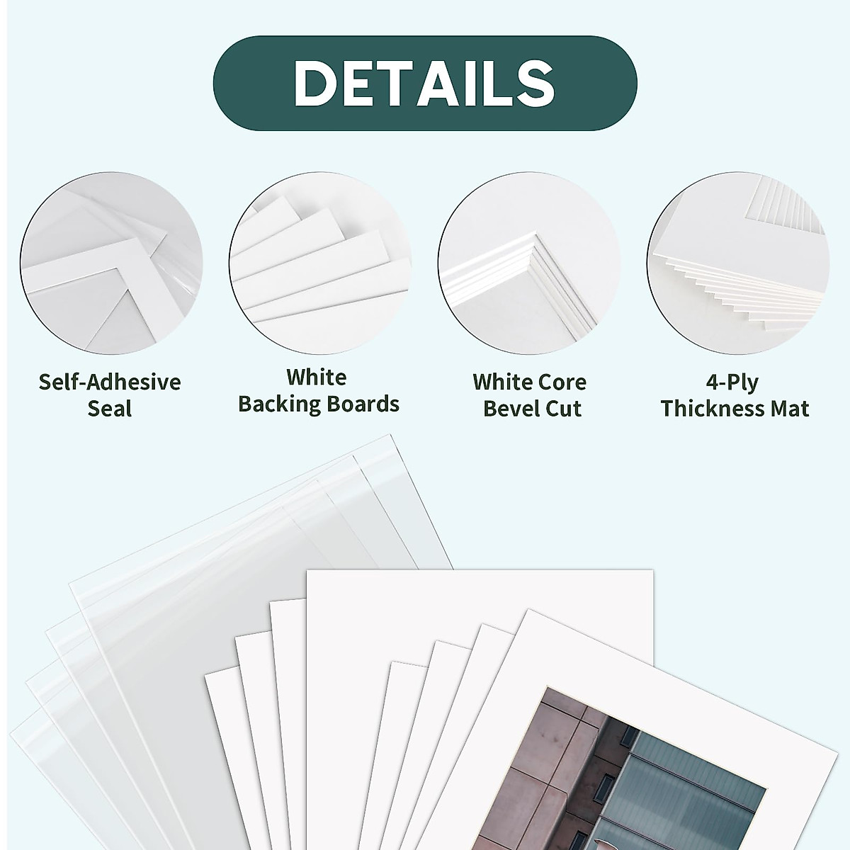 ZBEIVAN 11x14 White Picture Mats with Core Bevel Cut Frame Mattes for 8x10 Pictures with Backing Bags - Pack of 12