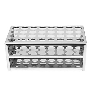 stonylab Test Tube Rack, 32-Hole Stainless Steel Test Tube Rack 0.89 Inches Tubes Acid-Alkali Resistant Test Tube Holder for Laboratory Use