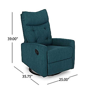 Christopher Knight Home Ishtar Glider Swivel Push Back Nursery Recliner, Teal, Black 35.75D x 25W x 39H in