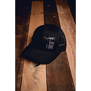 Nine Line Black Snapback Dropline Hat - Adjustable Trucker Baseball Cap with Mesh - Embroidered American Flag and Dropline Logo - Unisex Outdoors Tactical Hat