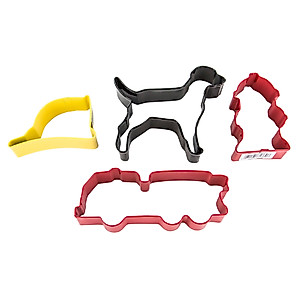 R&M International Fire Truck Cookie Cutters, Dog, Hydrant, Helmet and Truck, 4-Piece Set