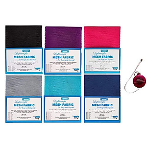 ByAnnie's Mesh Fabric Lightweight Galaxy Bundle-Lipstick, Parrot Blue, Pewter, Tahiti, Black and Blast Off Blue 18" x 54" with Tape Measure Bundle of 7 Items Galaxy