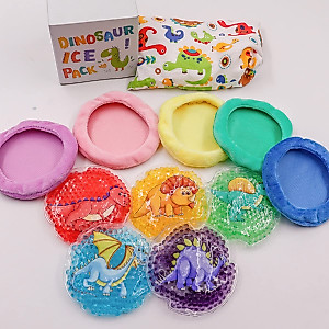 Boo Boo Ice Pack for Kids Injuries, Kids Ice Pack wit, Gel Cold Pack Toddler Ice Pack with Soft Cover Baby, Kid's Pain Relief, Fever, Wisdom Teeth, First Aid, Head, Neck, Arms, Dinosaur 5 PCS