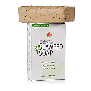 Reviva Seaweed Soap - 6 Pack - Organic Seaweed Face Scrub and Exfoliating Body Scrub Soap Bar - 4.5 oz. Vegetable Base Natural Bar Soap and Seaweed Bath Detox Soap Made in the USA