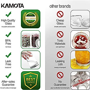 KAMOTA DIY Glass Mason Jars With Bands, 8 oz, Ideal for Jam, Spice, Honey, Wedding , Shower Favors, 12 PACK, Extra 12 Regular Lids & 20 Whiteboard Labels