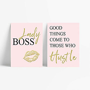 GIFTSFARM Inspirational Wall Art, Bedroom Decor for Women, Pink Room Decor, Teen Girls Fashion Makeup Home Wall Decoration Picture Poster, Bathroom decor, Office Decor (Set of 6, 8X10in, Unframed)