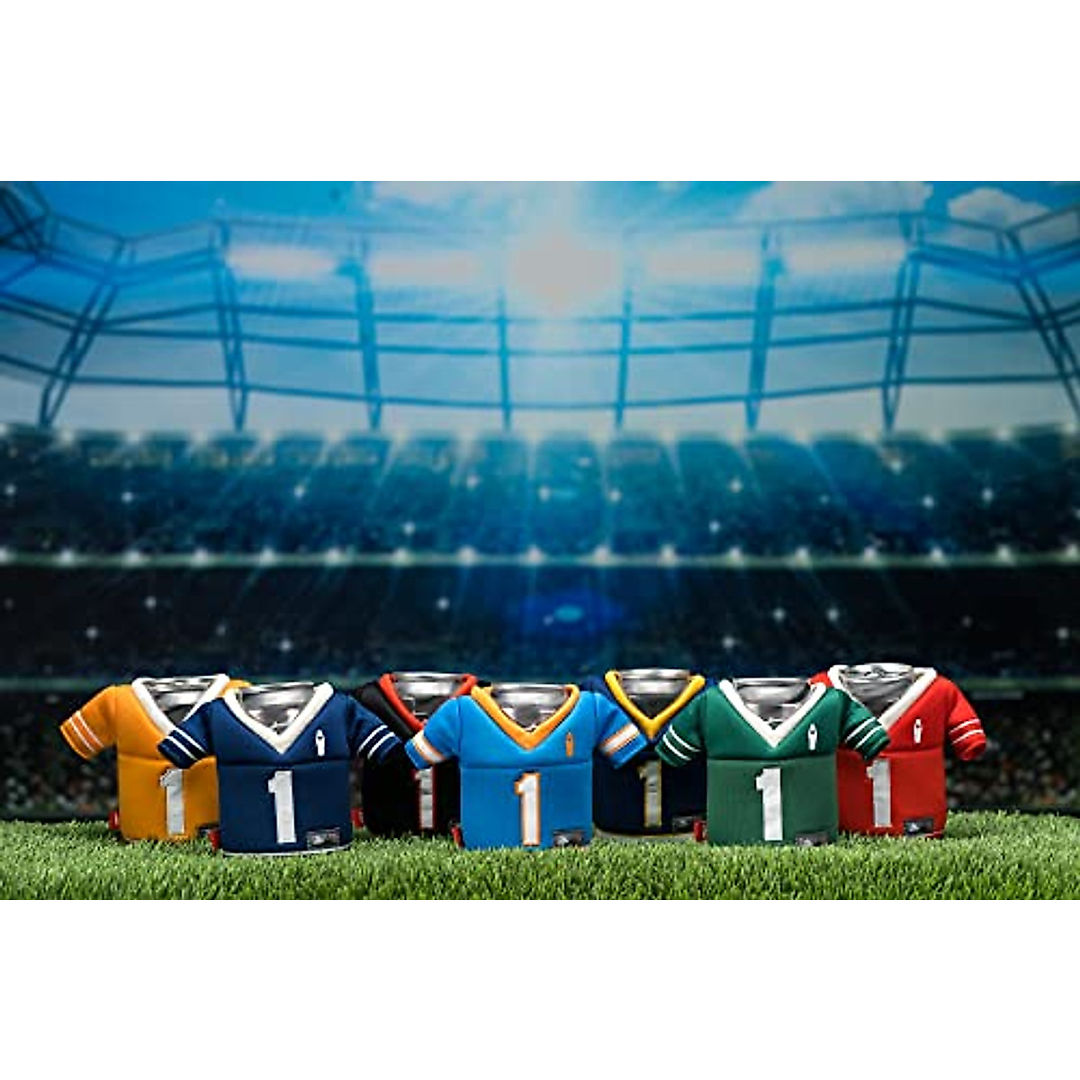 Puffin The Gridiron Beverage Jersey, Insulated Can Cooler, Tangerine/Sandy White