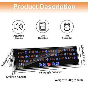 YOOYIST Commercial 18 Channel Kitchen Timers Digital Restaurant Timer Professional Multi Calculagraph Heavy Duty Stainless Steel Loud Alarm Food Truck Cooking with Volume Control