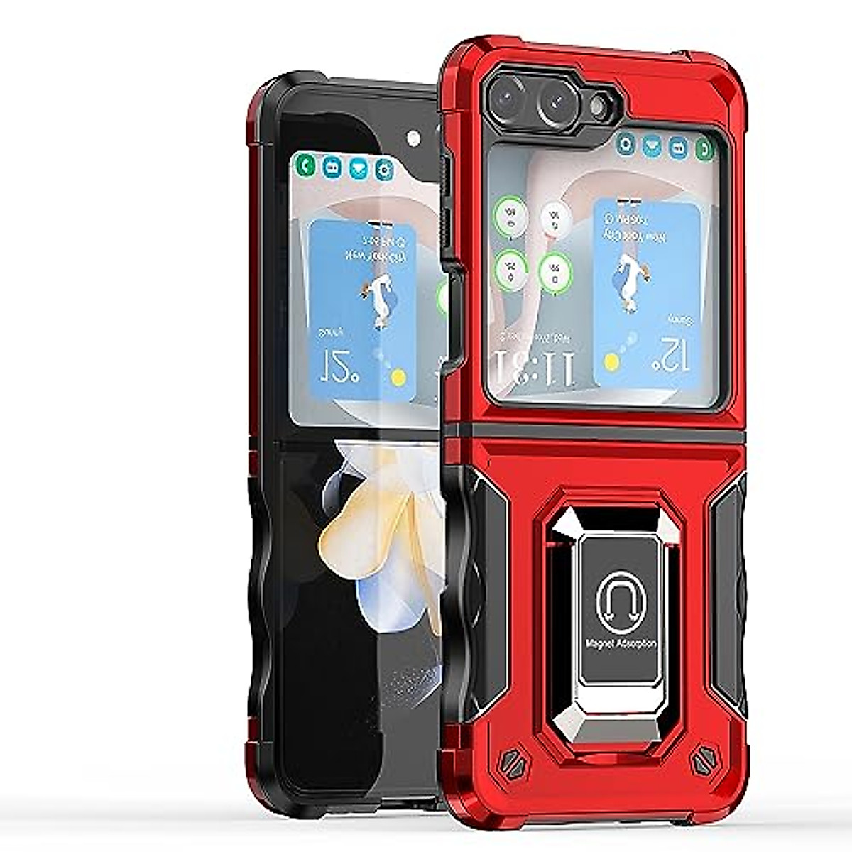 Phone case Compatible with Samsung Galaxy Z Flip 5 Case,Military Grade Drop Proof Protection Cover with 360° Rotation Kickstand Shockproof Dual-Layer Protection Phone Case Phone Protection (Color : V