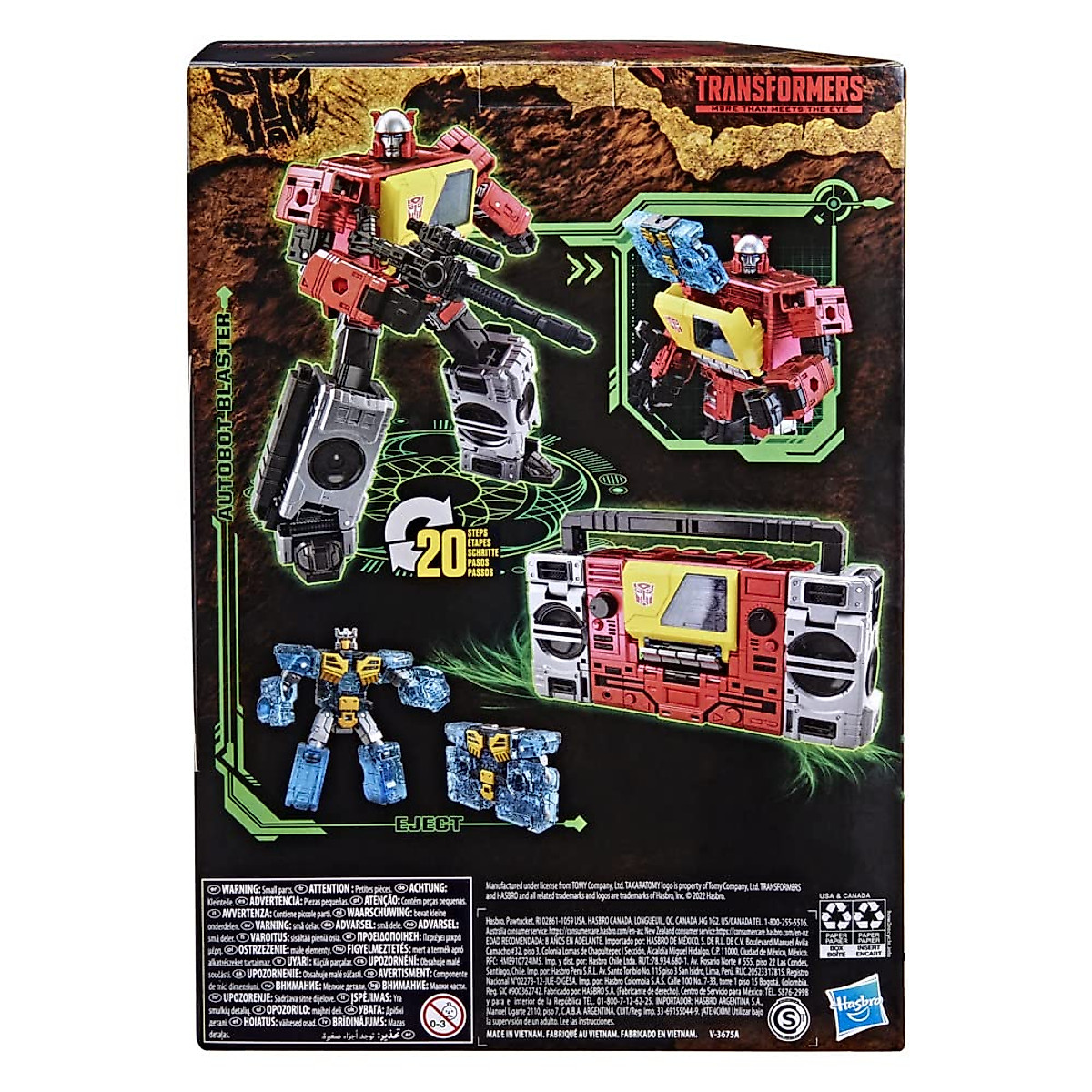 Transformers Toys Generations War for Cybertron: Kingdom Voyager WFC-K44 Autobot Blaster & Eject Action Figure - Kids Ages 8 and Up, 7-inch