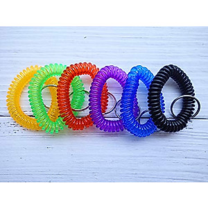 Smanzu 10 Pack Wrist Coil Keychain Wristband Key Holder Stretchable Spiral Key Ring Bracelet for Pool Gym ID Badge(Mixed Color)