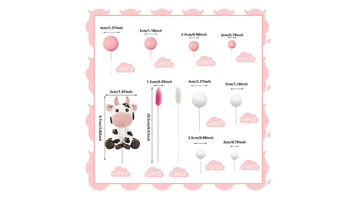 KEEPARTY Cow & Ball Cake Toppers for Parties