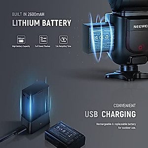 NEEWER Z1-C TTL Round Head Flash Speedlite for Canon DSLR Cameras, 76Ws 2.4G 1/8000s HSS, 10 Levels LED Modeling Lamp, 2600mAh Lithium Battery, 480 Full Power Shots, Recycle in 1.5s Flash