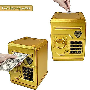HUSAN Piggy Banks Money Banks for Kids, Electronic Password Code Money Banks ATM Banks Box Coin Bank for Children Boys and Girls (Gold)