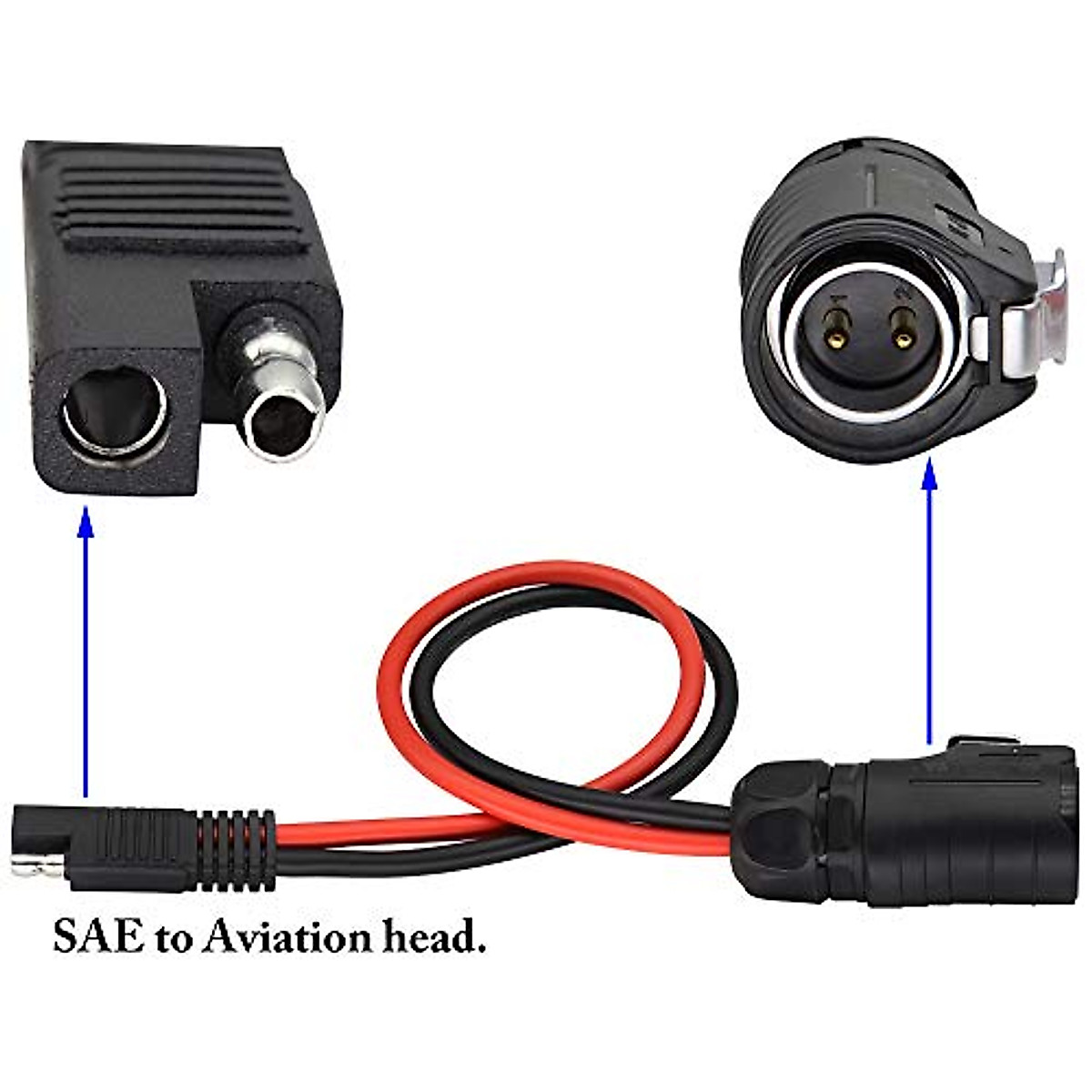 zdyCGTime 2 Pin Power Industrial Circular Connector to SAE Cable for Solar Panel Suitcase and Grand Design, Fit for Furrion, Forrest River RV Solar Panel Suitcase, Grand Design RV's Industry（10AWG）