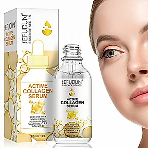 Active Collagen Serum - Natural & Organic Anti-Aging Collagen Serum for Face Improves Elasticity, Evens Skin Tone, Lifts, Firms & Smooths Skin - Collagen Facial Serum for All Skin - 1 oz