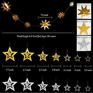 Decor365 Gold Silver Star Garland Decoration Hanging Stars on Wire Cutout Twinkle Little Star Decor Banner Backdrop Kids Birthday/Wedding/Baby Shower/Graduation/Christmas/New Year