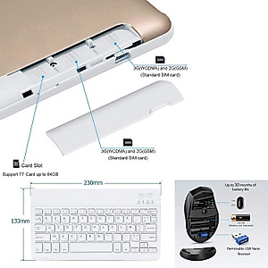2 in 1 Tablets 10 Inch, Android 9 Tablet PC with Wireless Keyboard Case, 4GB RAM 64GB ROM/128GB Computer Tablets, Quad Core, HD/IPS, 8000mAh, Dual 4G SIM/WiFi (Gold)