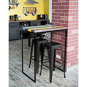 FDW Metal Bar Stools Set of 4 Counter Height Barstool Stackable Barstools 24 Inch 30 Inch Indoor Outdoor Patio Bar Stool Home Kitchen Dining Stool Backless Bar Chair (Black, 30")